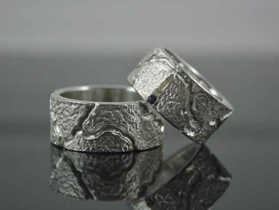 Partner rings / wedding rings silver with sapphire | Etsy