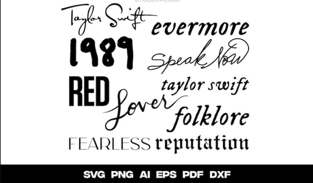 Taylor Swift Albums SVG Mega Pack, 1989 Taylor, Reputation, Archivo ...