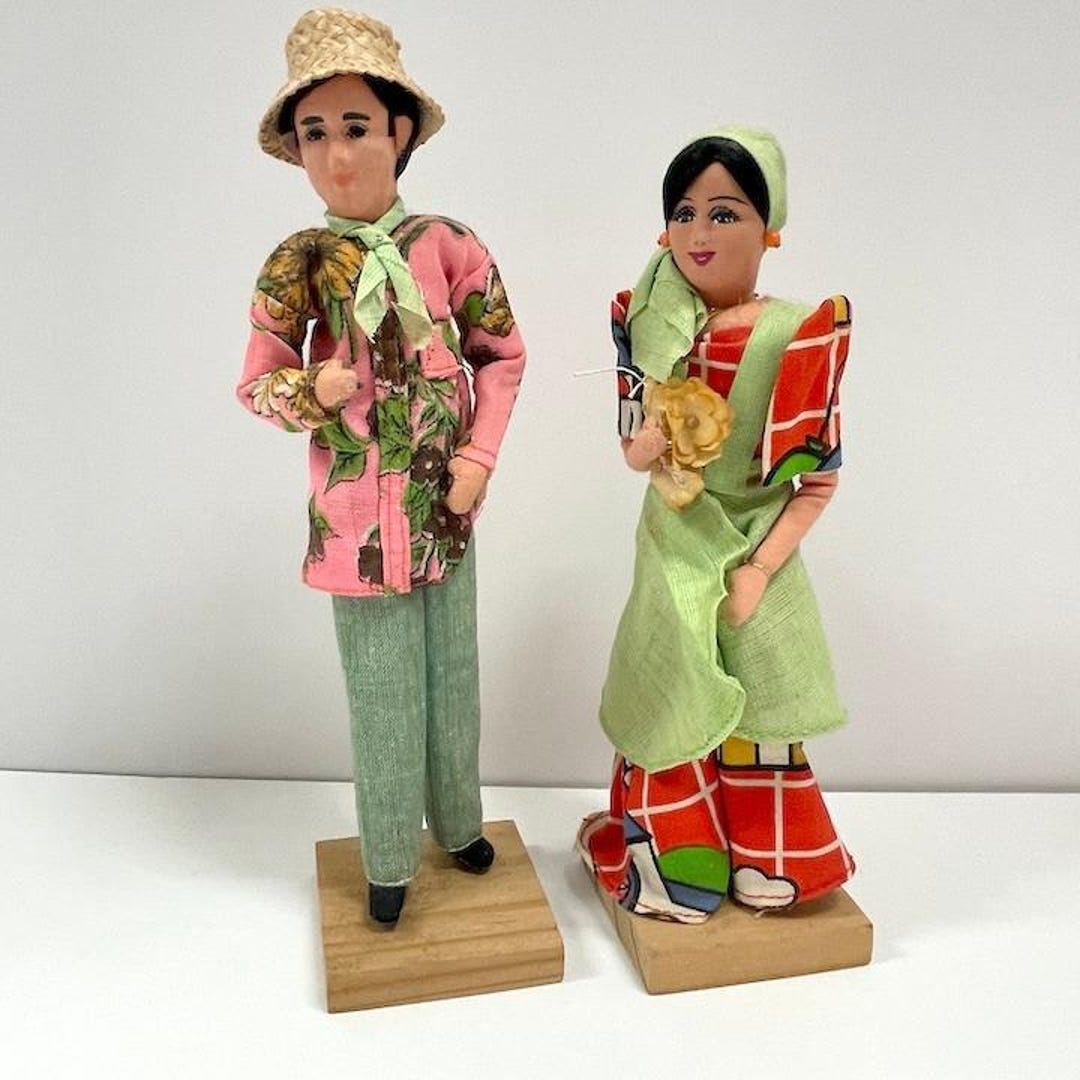 Set of Vintage Filipino Souvenir Dolls Cloth & Wood Man Woman - Etsy