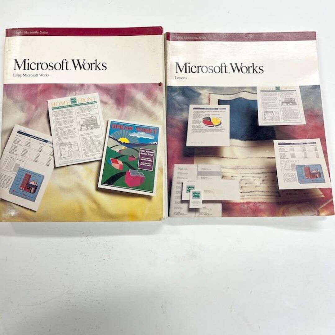 1990 2 Book Set Using Microsoft Works for Apple + Microsoft Works ...