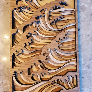 Ocean WAVES - Wood Multi-layered Design, 3D Wood Layered Art, Wall and ...