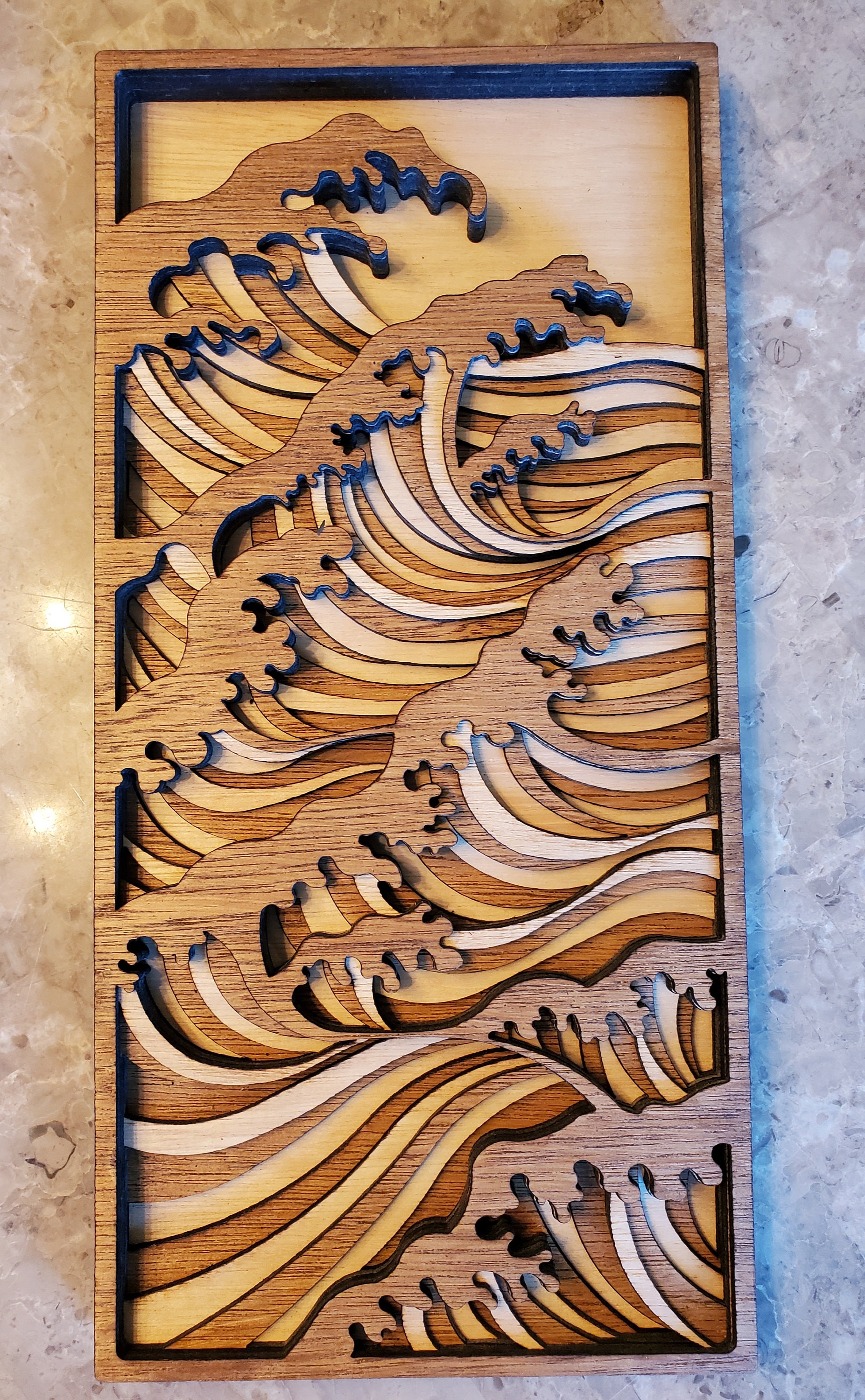 Ocean WAVES - Wood Multi-layered Design, 3D Wood Layered Art, Wall and ...