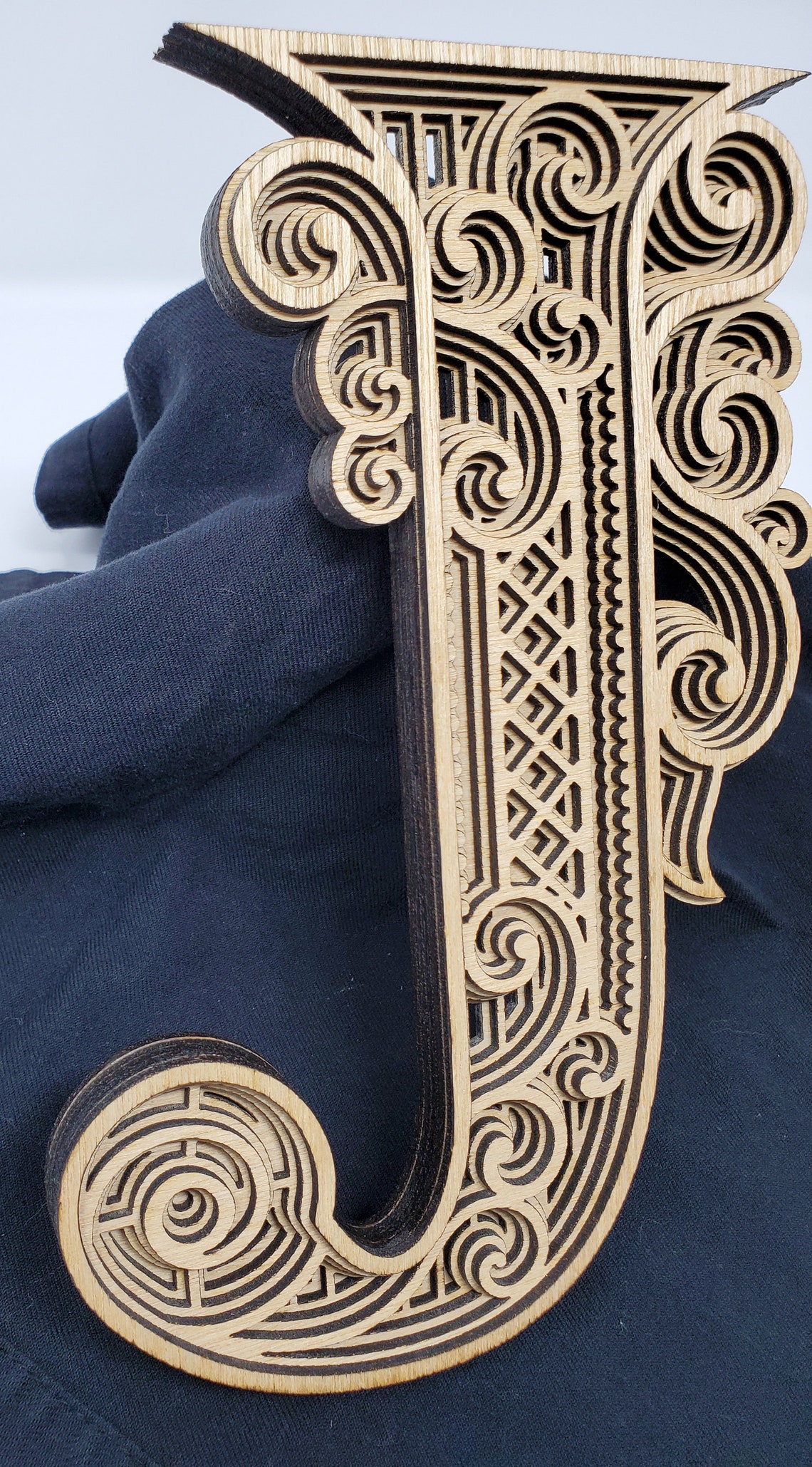 Laser Cut Wood Letter J – Multi-layered Monogram Wall Art - Etsy