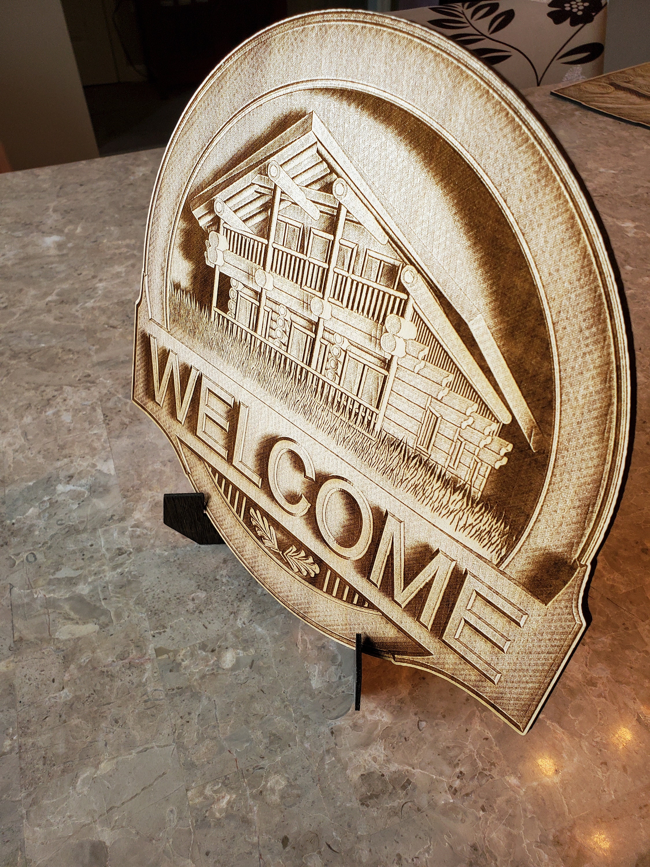 Log Cabin Welcome Sign 3D Illusion Laser Etched Laser 3D - Etsy