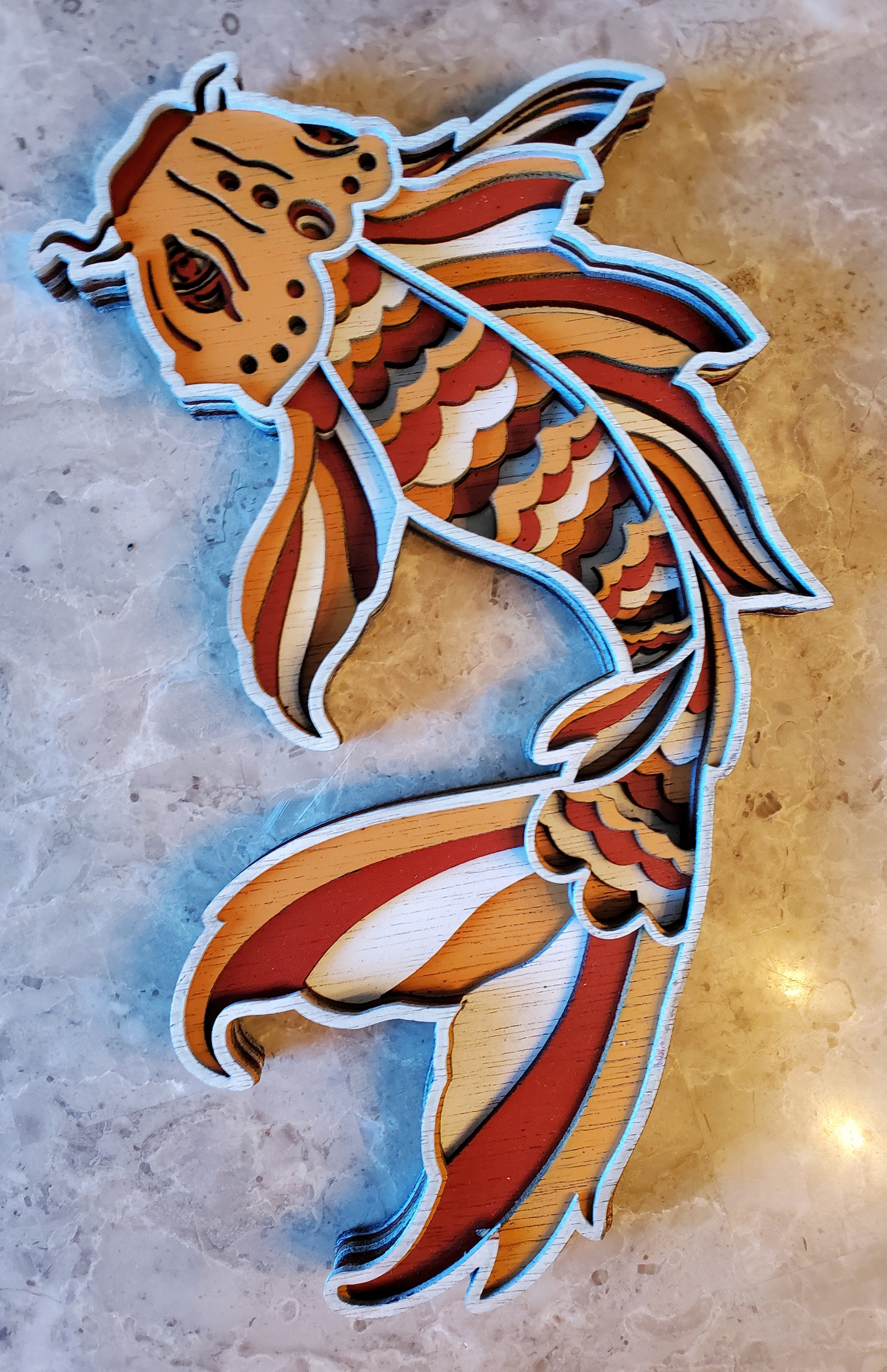 Koi Fish - Wood Multi-layered Design, 3D Layered Art, Wall and Home ...