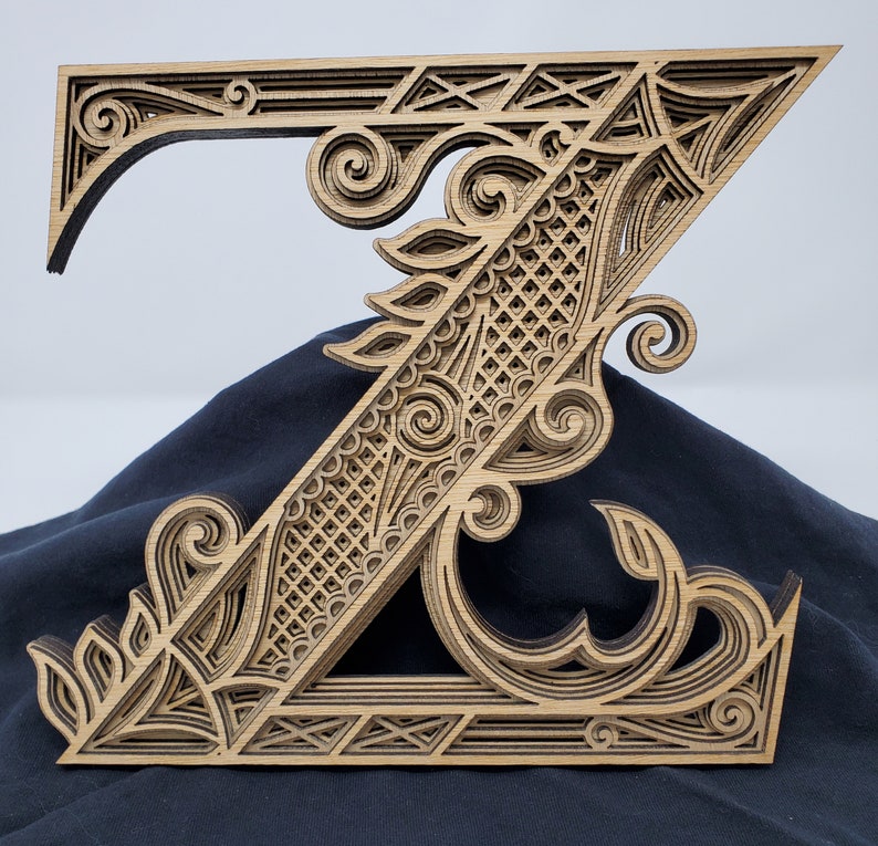 Layered Wood Letter Z Monogram – 3D Laser Cut Wall Art - Etsy
