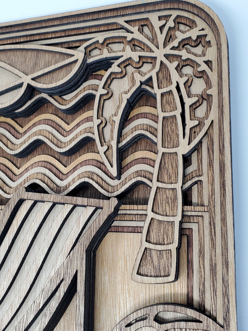 Beach Scene Wood Multi-layered Design 3D Layered Art Wall - Etsy