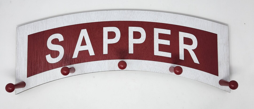 Custom Made US Army Engineer Sapper Tab Laser Cut Wooden 5 Peg Hat Rack ...