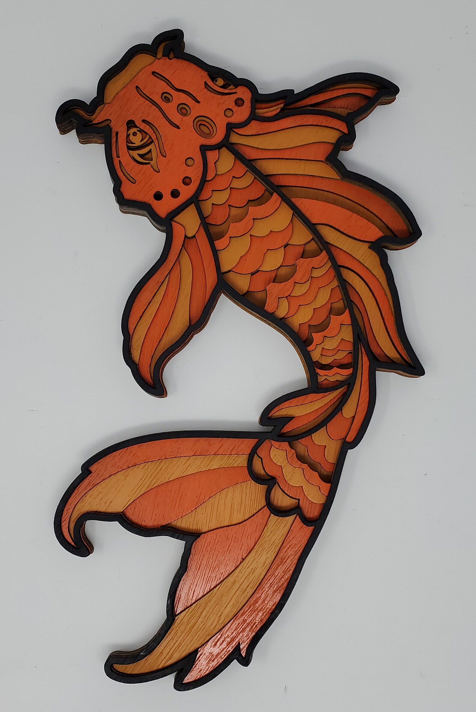 Koi Fish Wood Multi-layered Design 3D Layered Art Wall and | Etsy