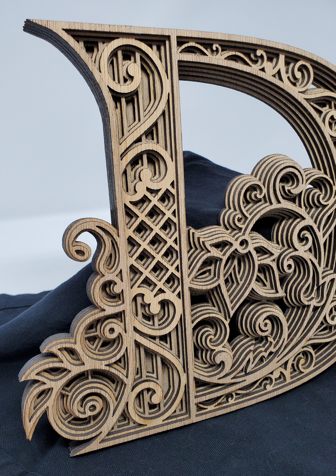 Letter D - Wood Multi-layered Monogram, 3D Layered Art Letters, Wall ...
