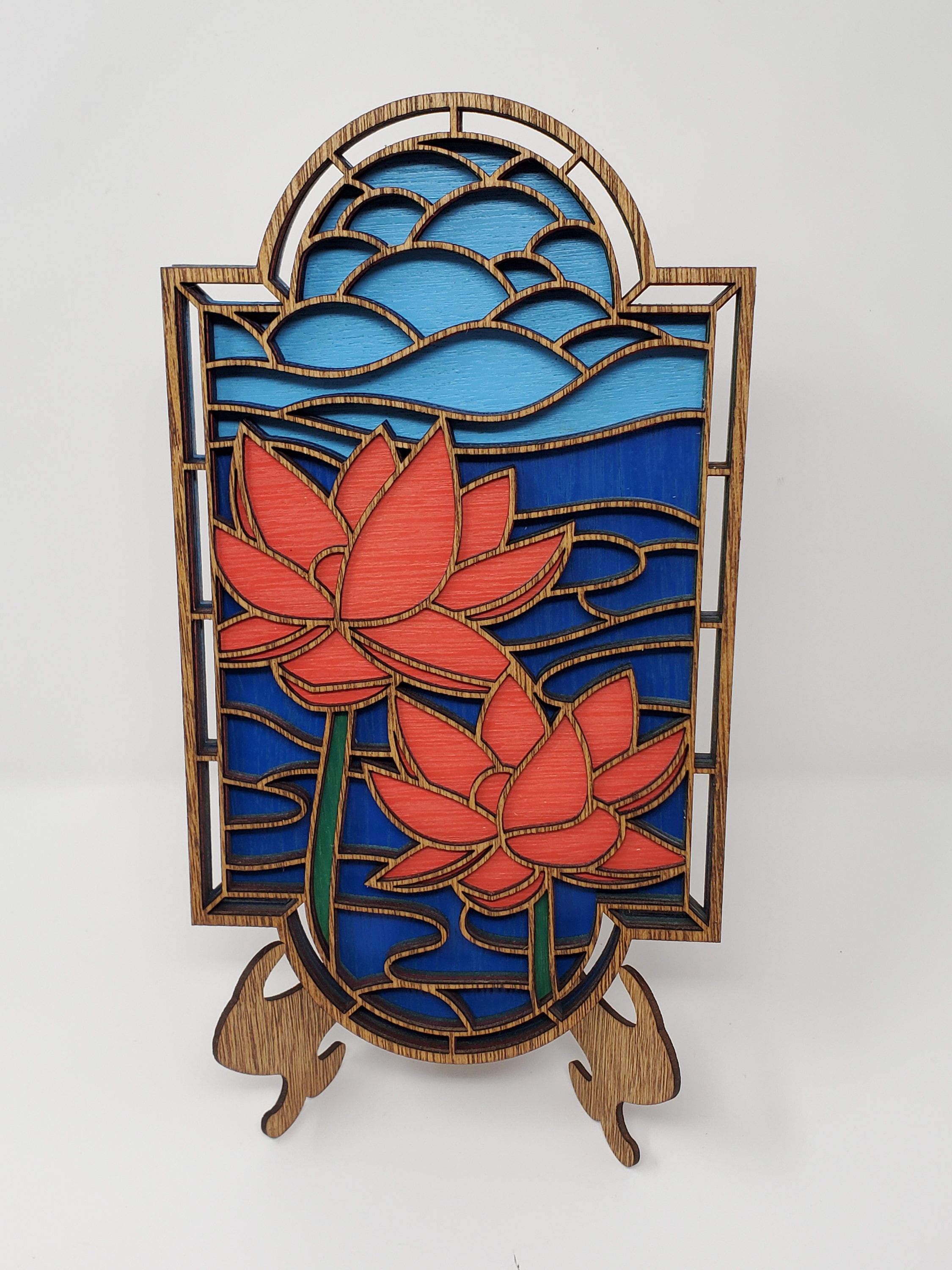 Lotus Flower, Lotus Floral Design - Lotus, Panel Wood Multi-layered, 3D ...