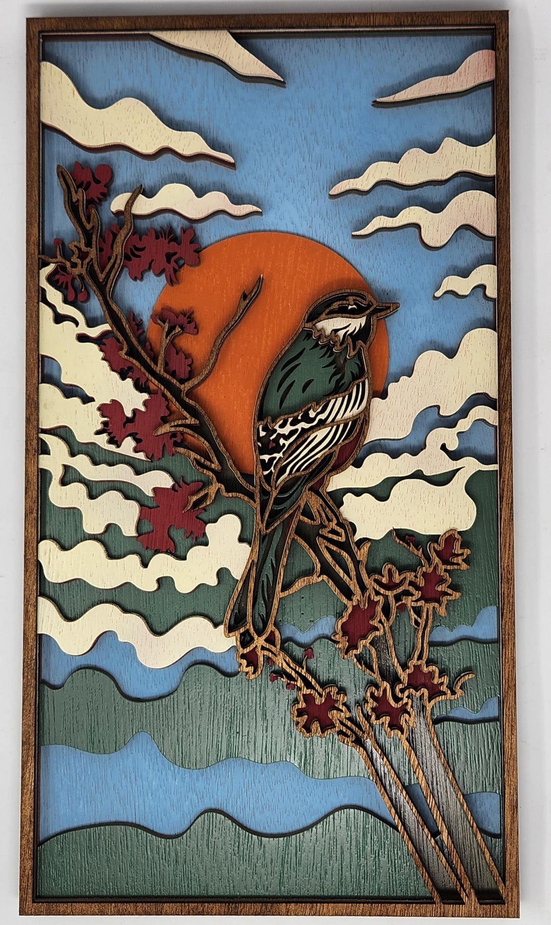 Bird on a Branch, Laser Cut Wood Art, Multi-layered, 3D Layered Art ...