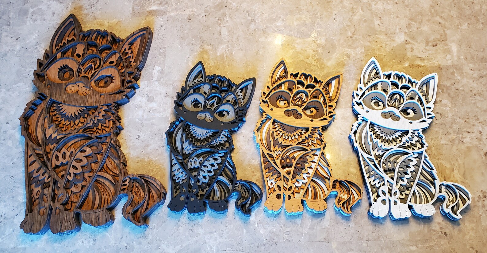 CAT - Kitten - Wood Multi-layered Design, 3D Layered Art, Wall and Home ...