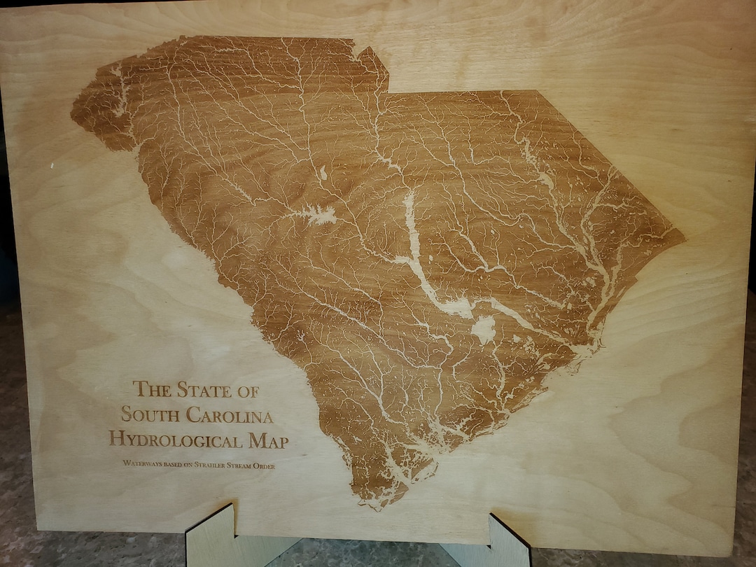 South Carolina River Systems , Hydrological Map- unframed, ready to ...