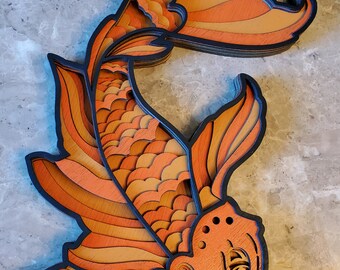 Koi Fish Wood Multi-layered Design 3D Layered Art Wall and | Etsy