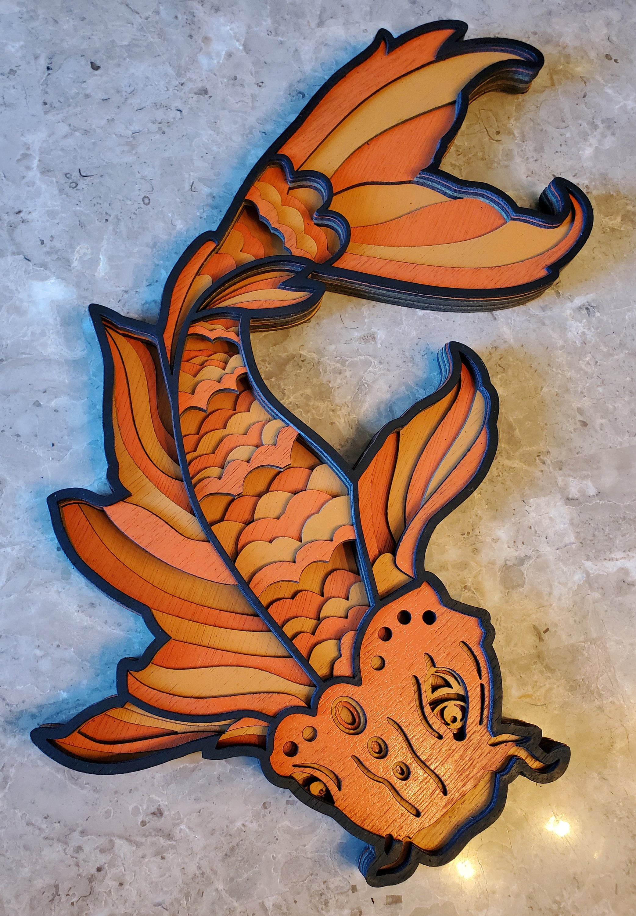 Koi Fish - Wood Multi-layered Design, 3D Layered Art, Wall and Home ...