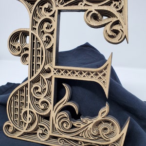 Letter E - Wood Multi-layered Monogram, 3D Layered Art Letters, Wall ...