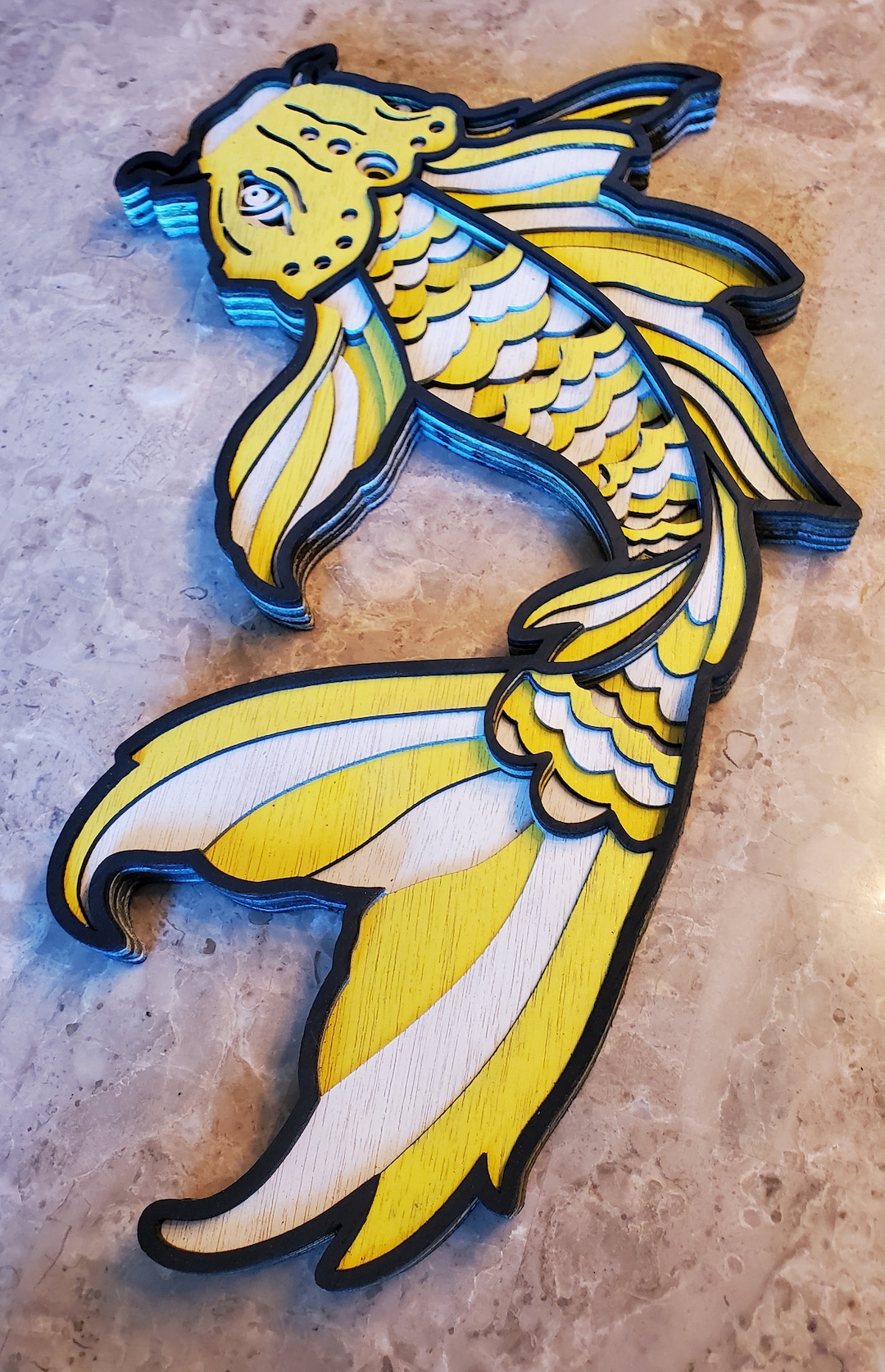 Koi Fish - Wood Multi-layered Design, 3D Layered Art, Wall and Home ...
