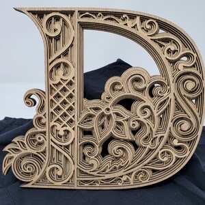 Letter D - Wood Multi-layered Monogram, 3D Layered Art Letters, Wall ...
