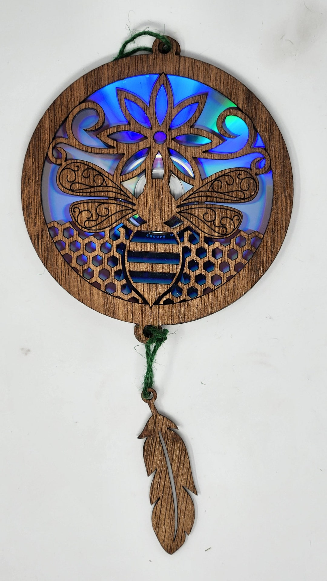 Sun Catchers, Bee With Beehive, Laser Cut Wood, Stained Wood, Wooden ...