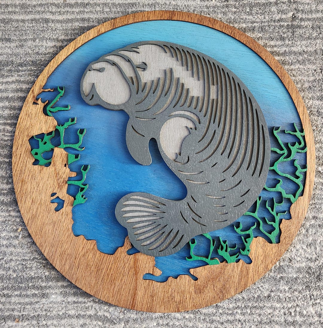 Layered Wood Manatee Wall Art, 3D Laser Cut Home Decor - Etsy