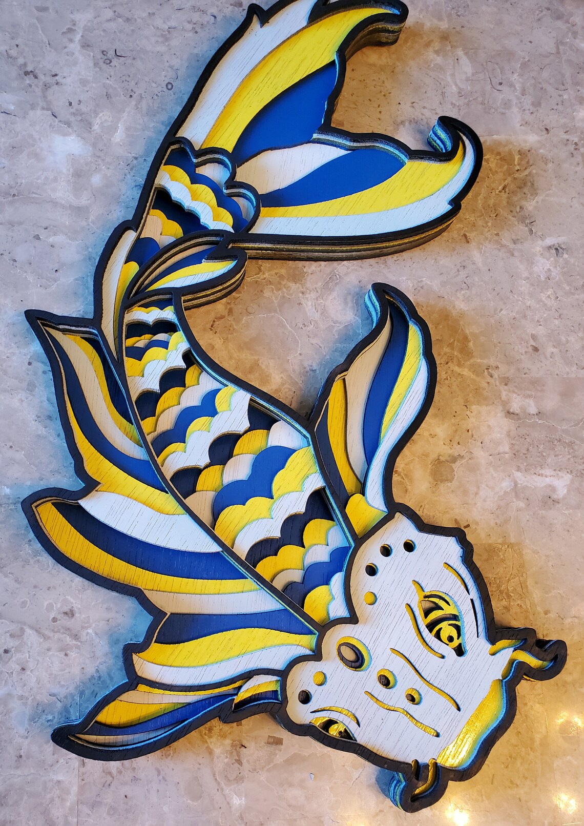 Koi Fish Wood Multi-layered Design 3D Layered Art Wall and - Etsy