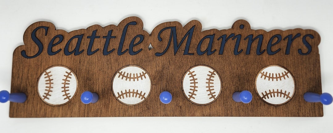 Seattle Mariners Baseball Team Laser Cut Wooden 5 Peg Hat Rack. Multi ...
