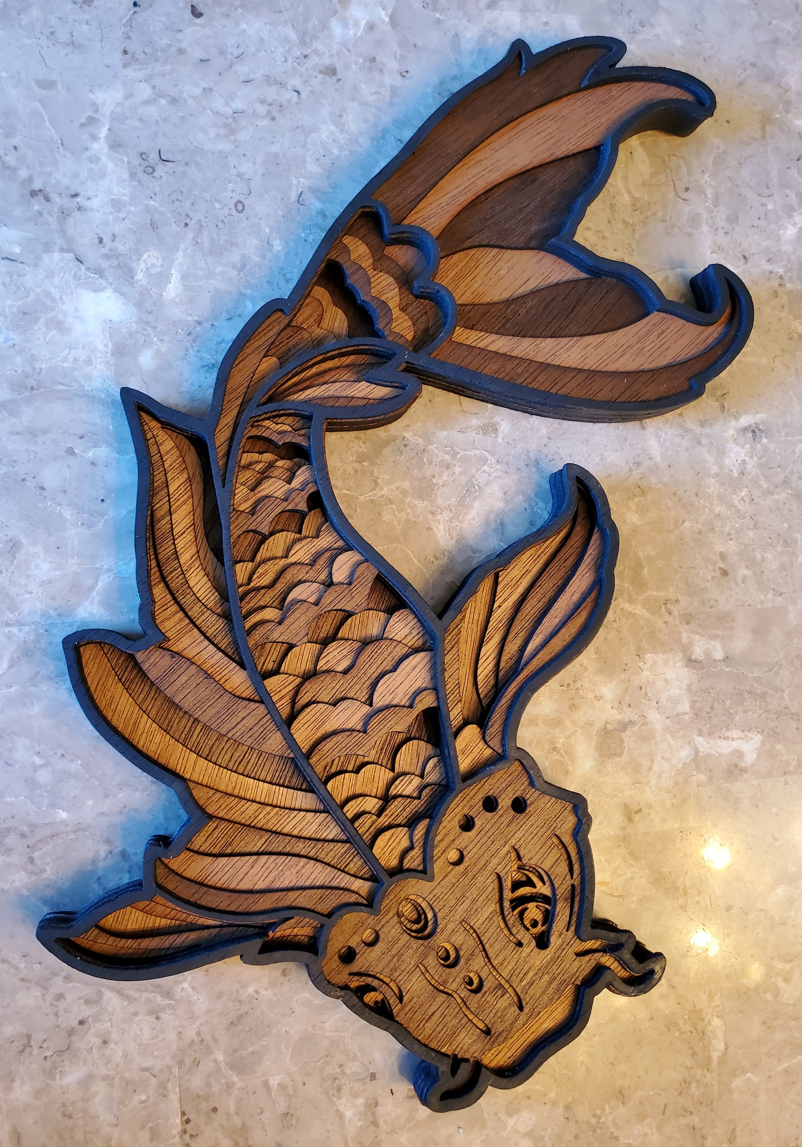 Koi Fish Wood Multi-layered Design 3D Layered Art Wall and - Etsy