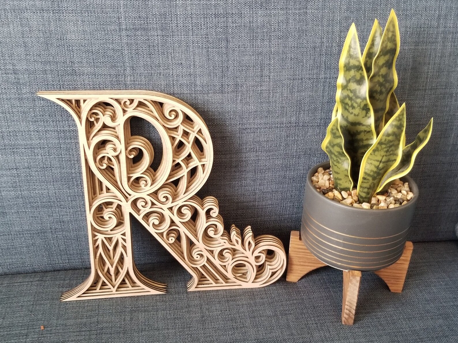 Letter R - Wood Multi-layered Monogram, 3D Layered Art Letters, Wall ...