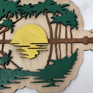 Guitar in the Palm Trees, Laser Cut, Wooden Multi Layered Guitar and ...