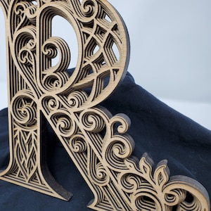Letter R - Wood Multi-layered Monogram, 3D Layered Art Letters, Wall ...