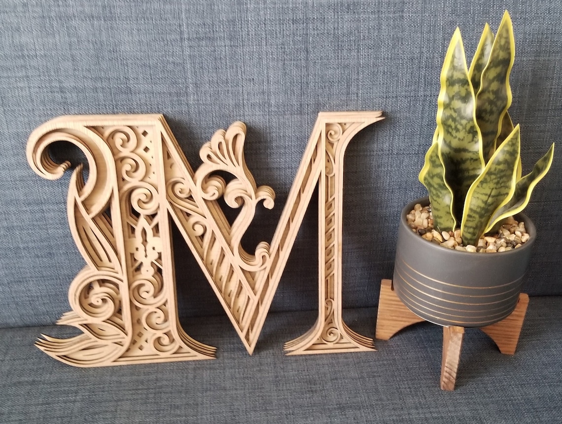 Letter M Wood Multi-layered Monogram 3D Layered Art - Etsy