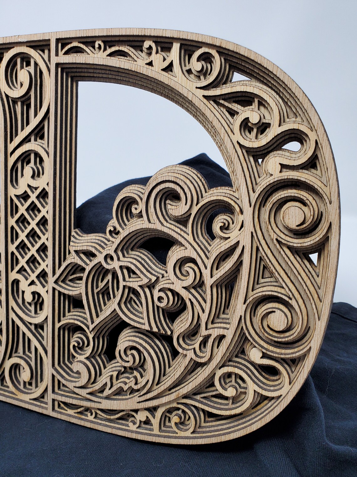 Letter D - Wood Multi-layered Monogram, 3D Layered Art Letters, Wall ...