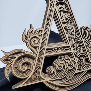 Letter A - Wood Multi-layered Monogram, 3D Layered Art Letters, Wall ...