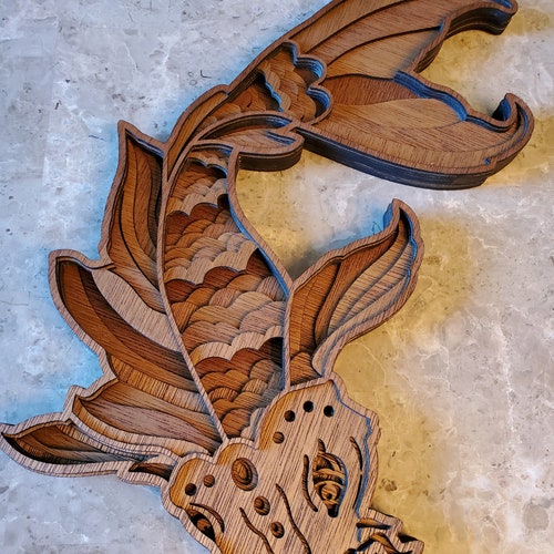 Koi Fish Wood Multi-layered Design 3D Layered Art Wall and - Etsy