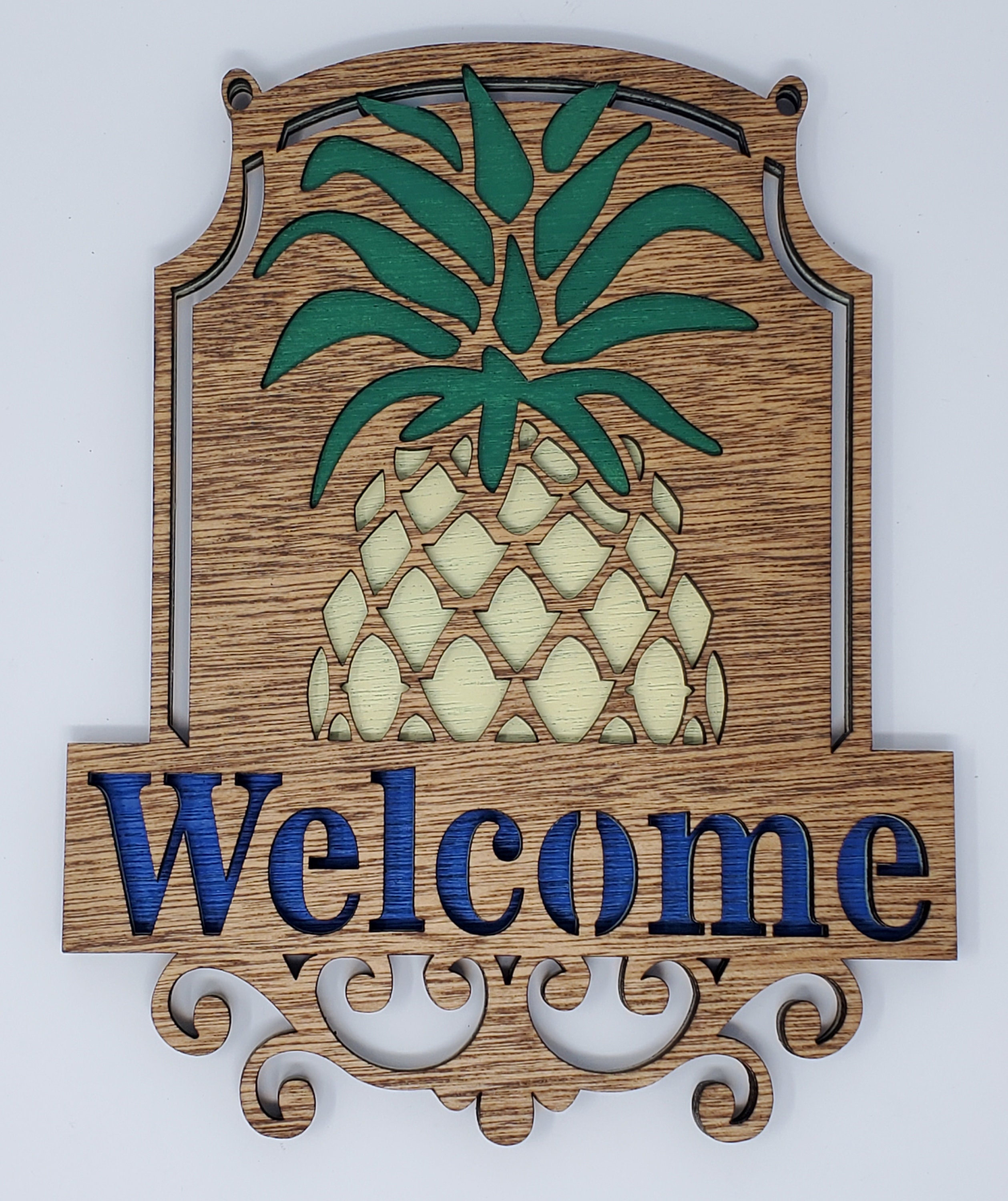 Welcome Sign With Pineapple pineapple Welcome Sign Wood Multi-layered ...