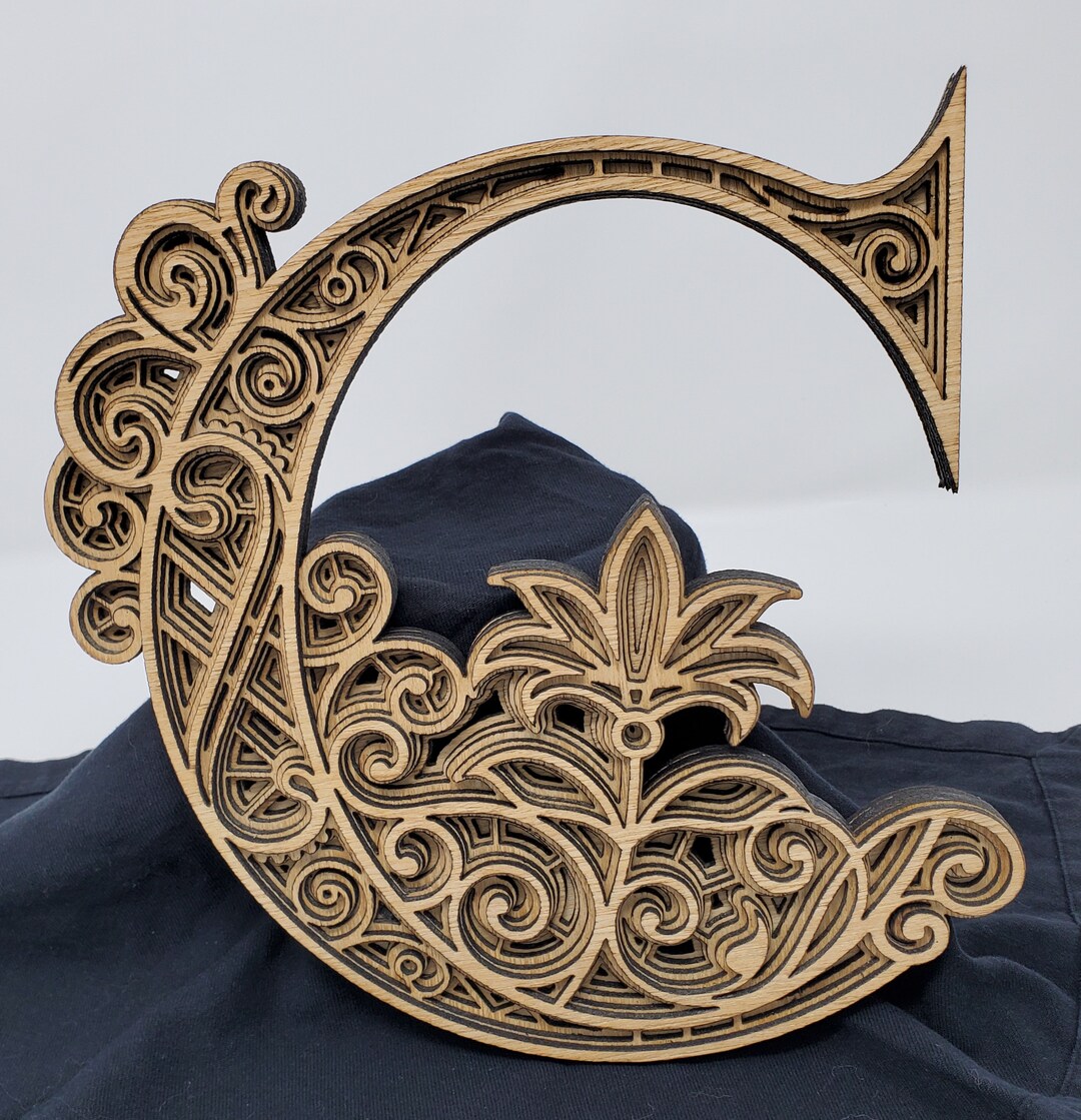 Letter C - Wood Multi-layered Monogram, 3D Layered Art Letters, Wall ...