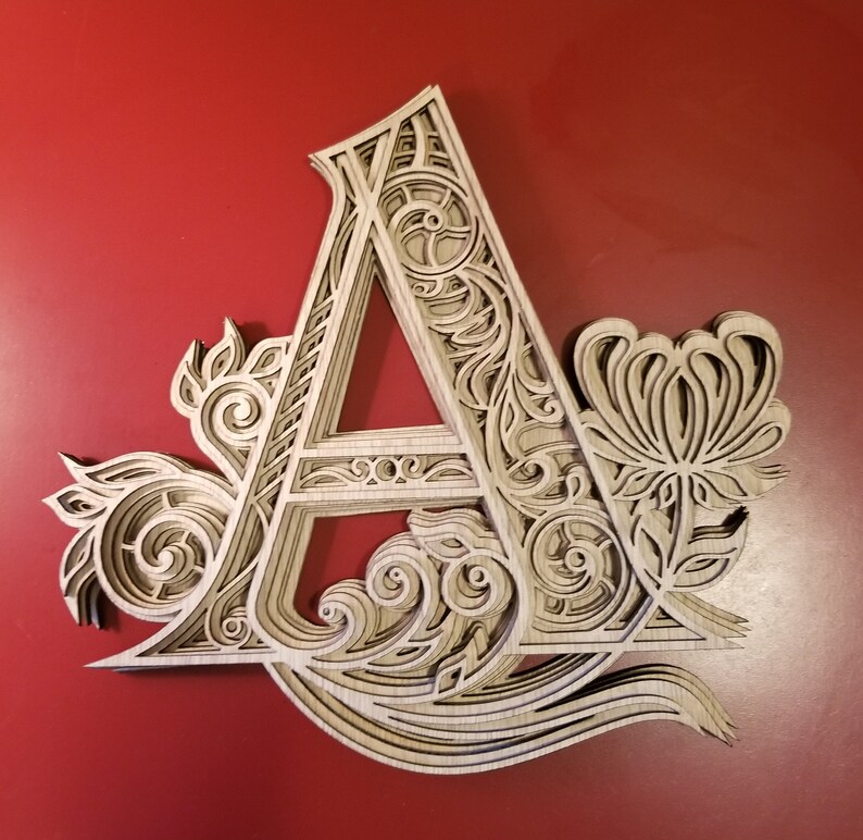 Letter A Wood Multi-layered Monogram 3D Layered Art | Etsy