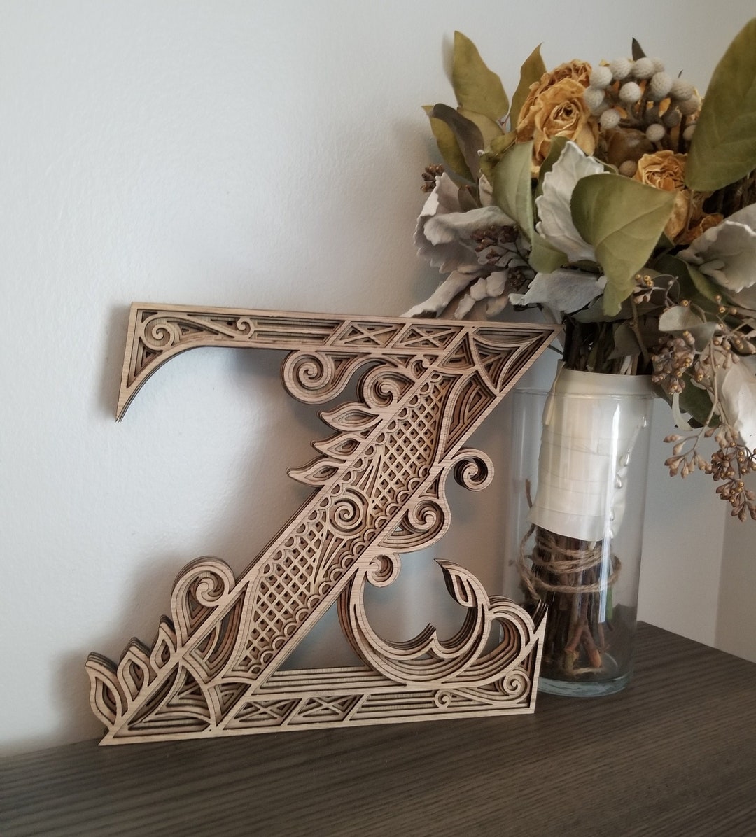 Layered Wood Letter Z Monogram – 3D Laser Cut Wall Art - Etsy