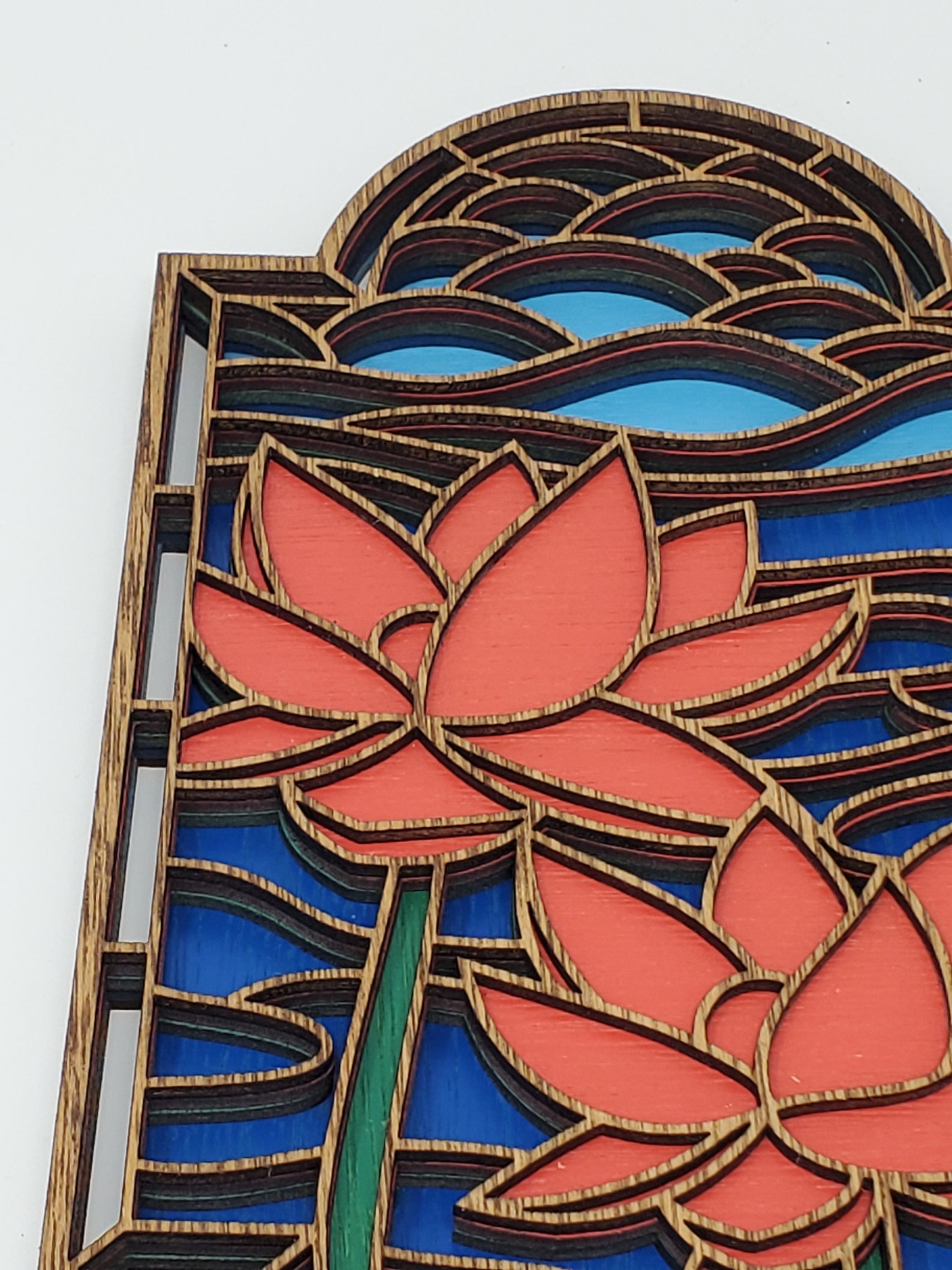 Lotus Flower, Lotus Floral Design - Lotus, Panel Wood Multi-layered, 3D ...