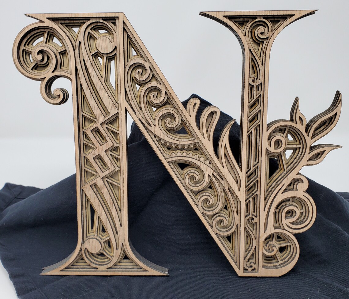 Letter N Wood Multi-layered Monogram 3D Layered Art - Etsy