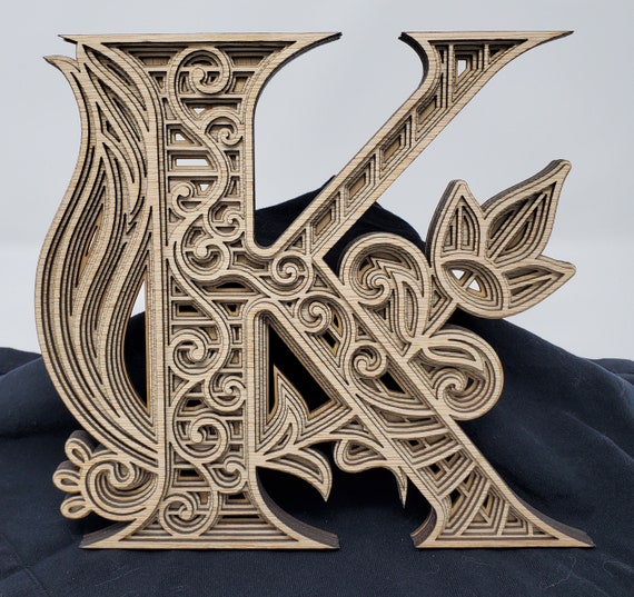 Wall Décor Layered Letters Large Wood Letter Floral Letter Letter Decor ...