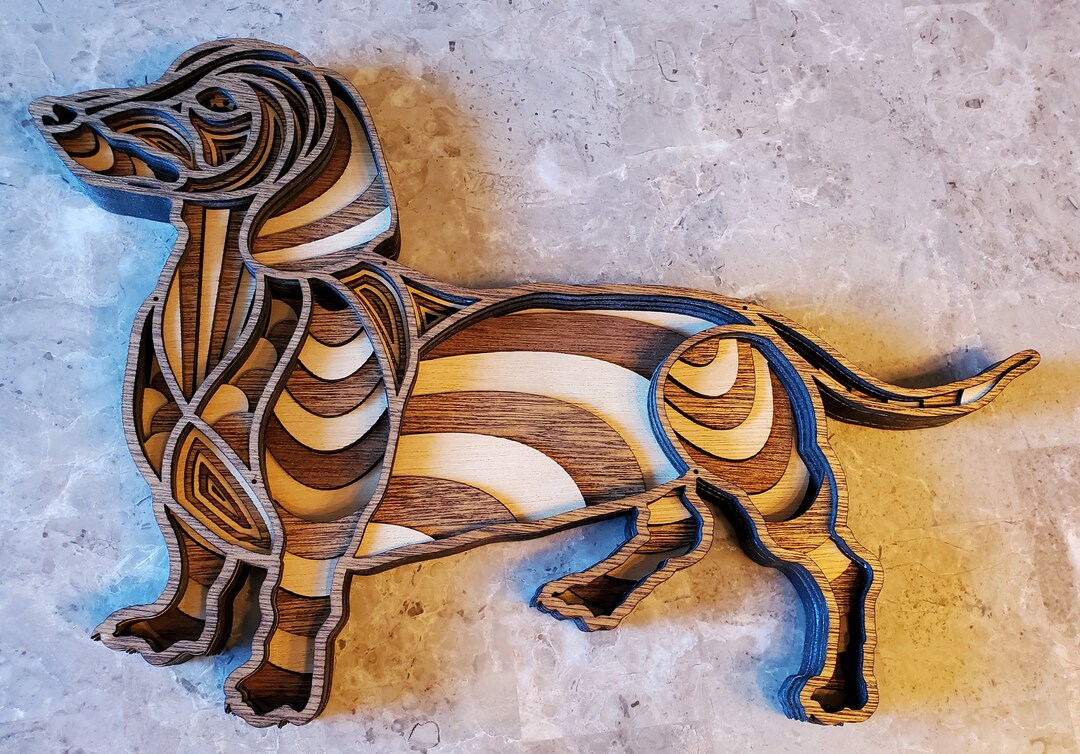 Dachshund Dog - Wood Multi-layered Design, 3D Layered Art, Wall and ...