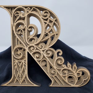 Letter R - Wood Multi-layered Monogram, 3D Layered Art Letters, Wall ...