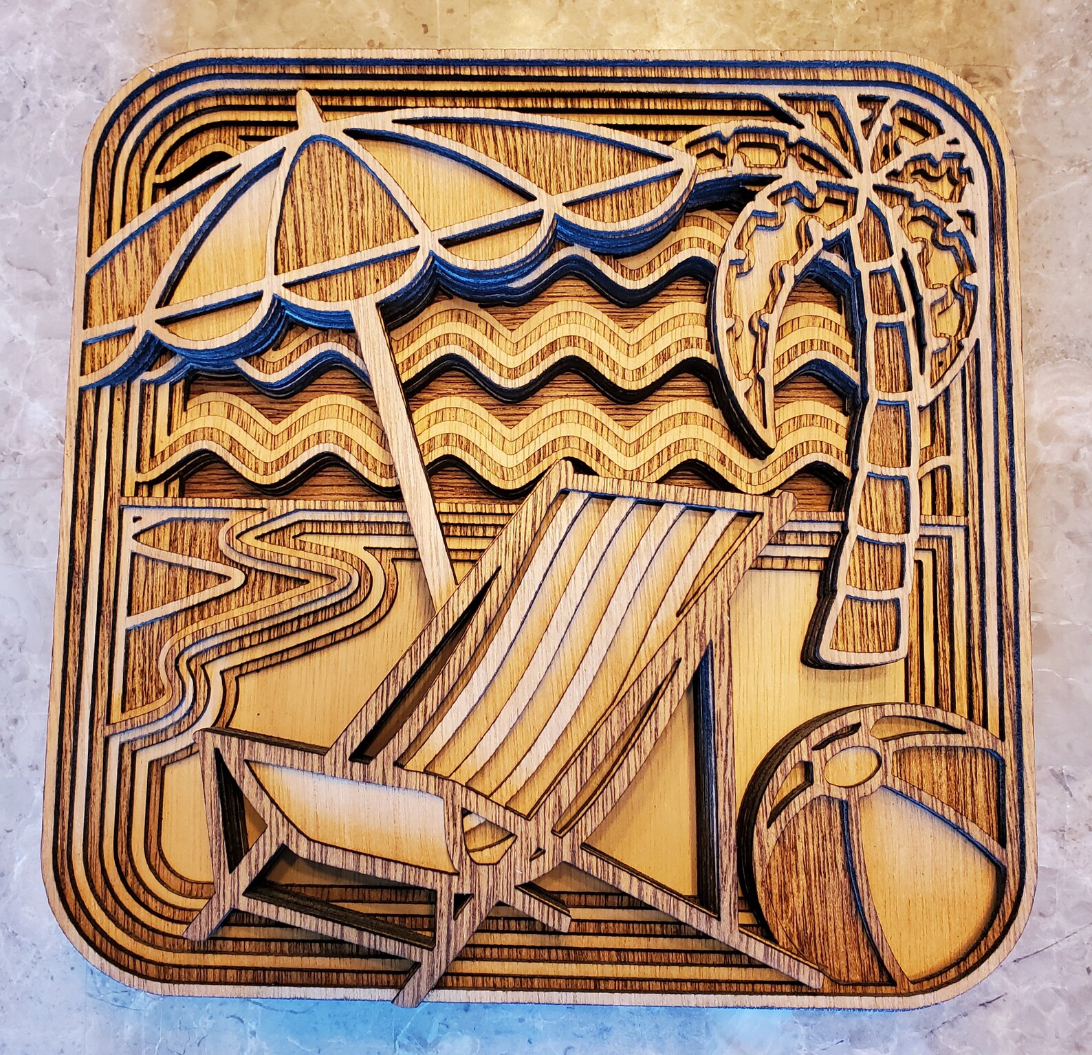 Beach Scene Wood Multi-layered Design 3D Layered Art Wall - Etsy