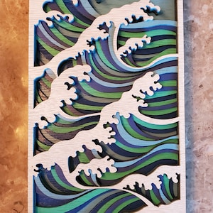 Ocean WAVES - Wood Multi-layered Design, 3D Wood Layered Art, Wall and ...