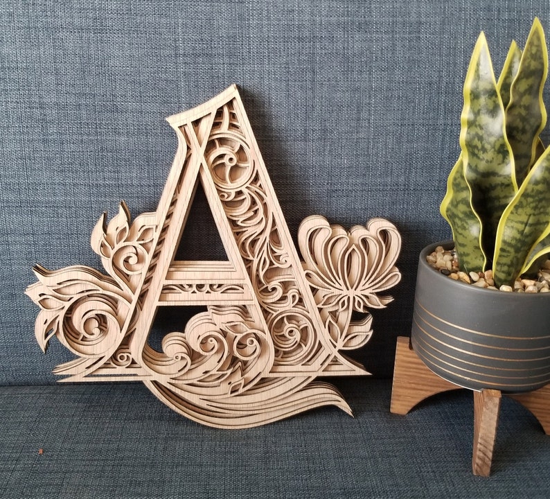 Letter A Wood Multi-layered Monogram 3D Layered Art - Etsy