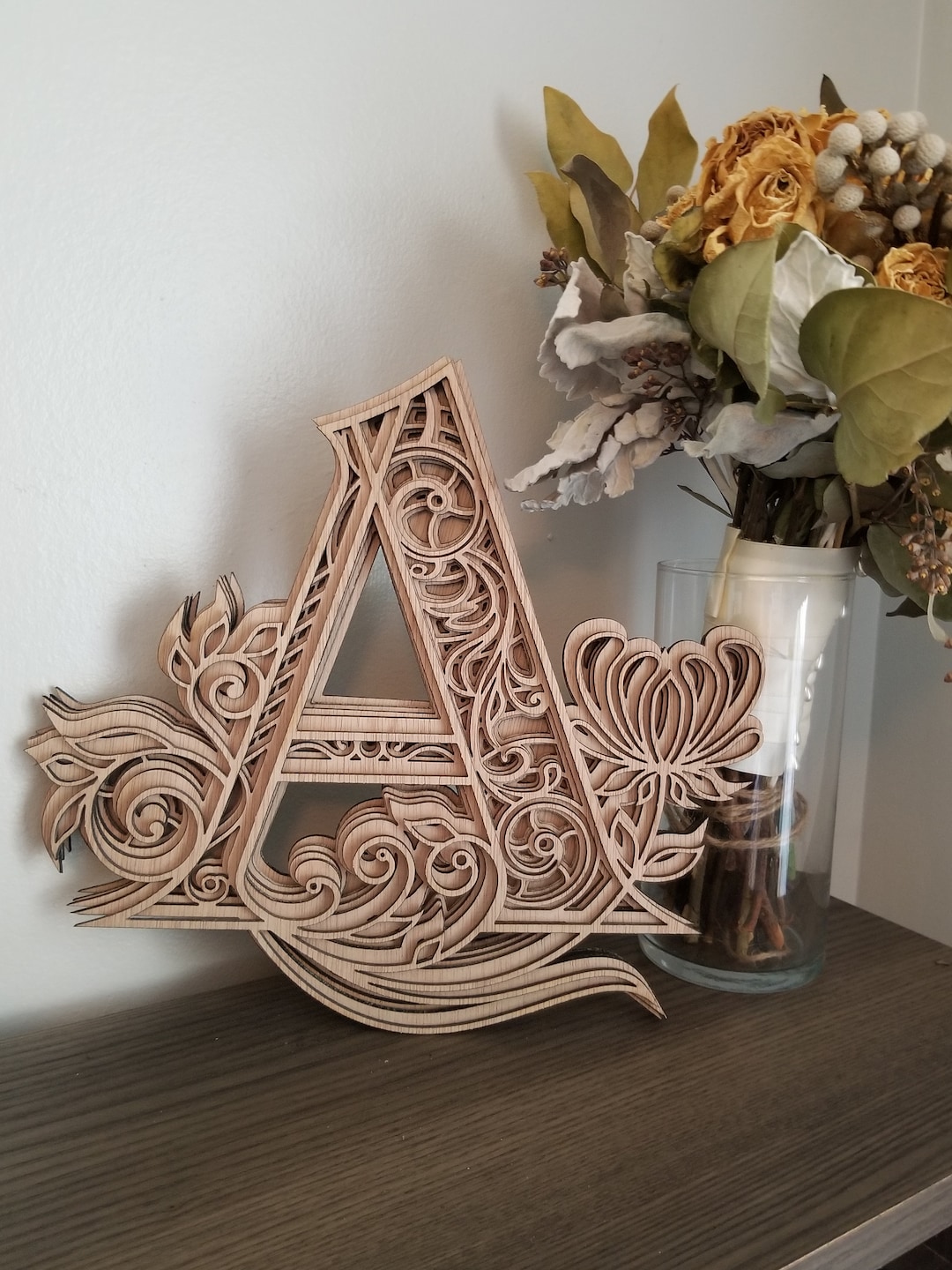 Letter A - Wood Multi-layered Monogram, 3D Layered Art Letters, Wall ...