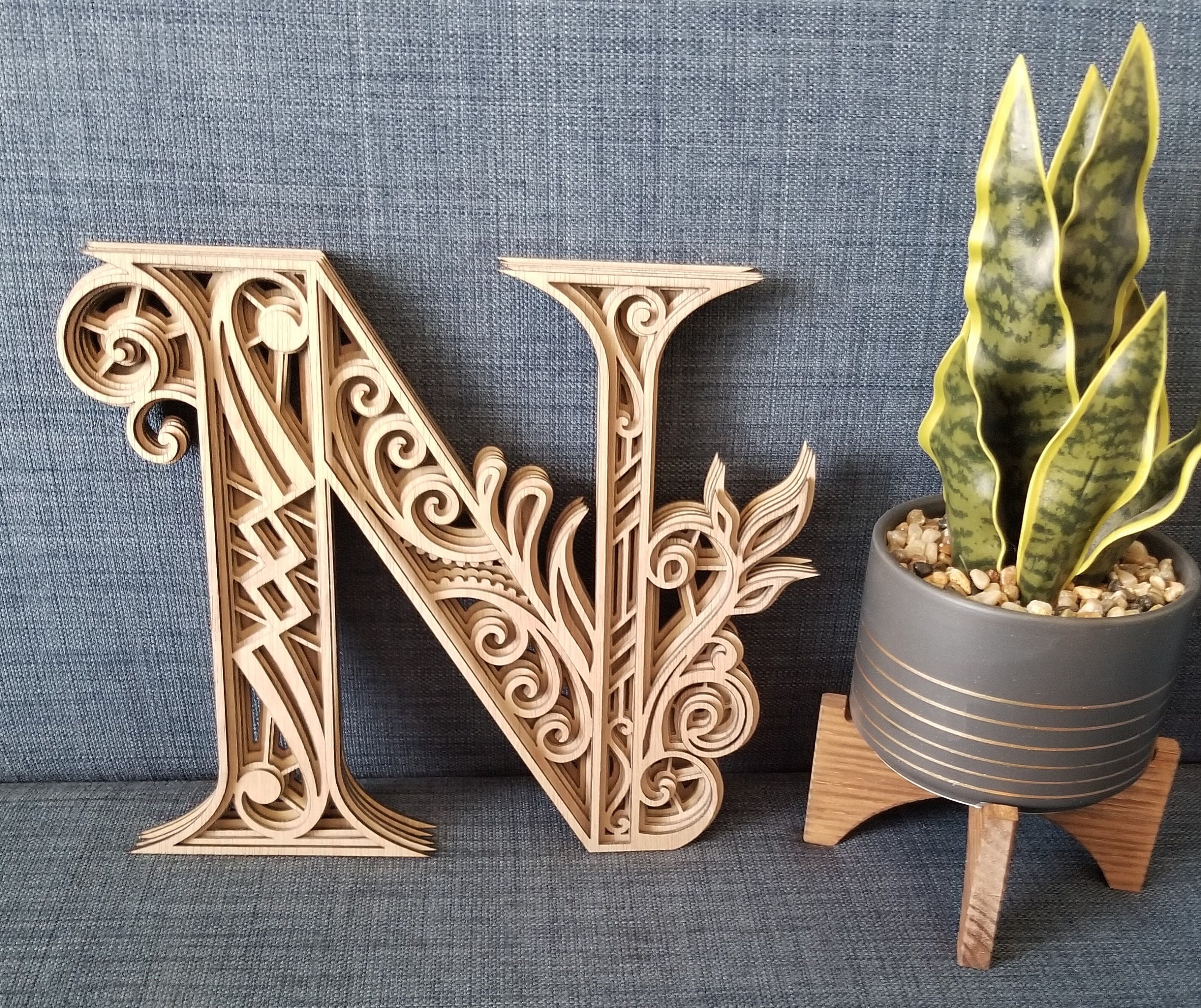 Letter N Wood Multi-layered Monogram 3D Layered Art - Etsy