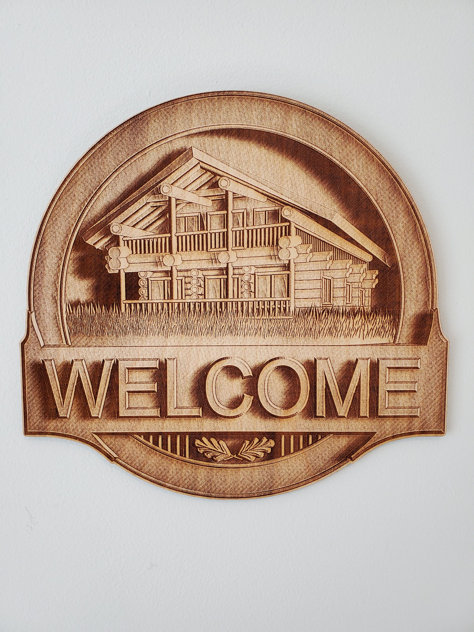 Log Cabin Welcome Sign 3D Illusion Laser Etched Laser 3D | Etsy